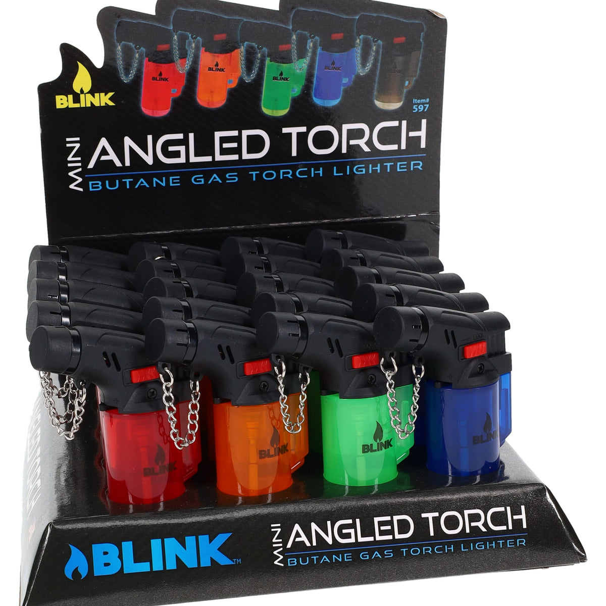 Blink Mini Angled Torch Lighters – 20-Count Display – Primate Glass
