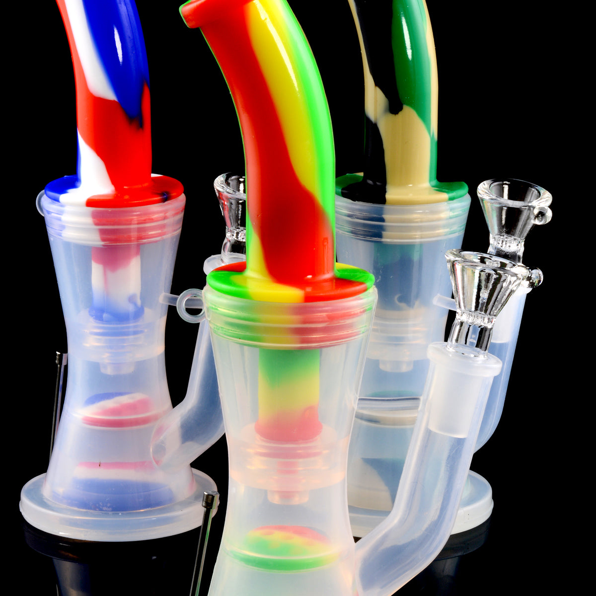 8.5" Colorful Small 2 Part Silicone Water Pipe with Honeycomb to Dome ...