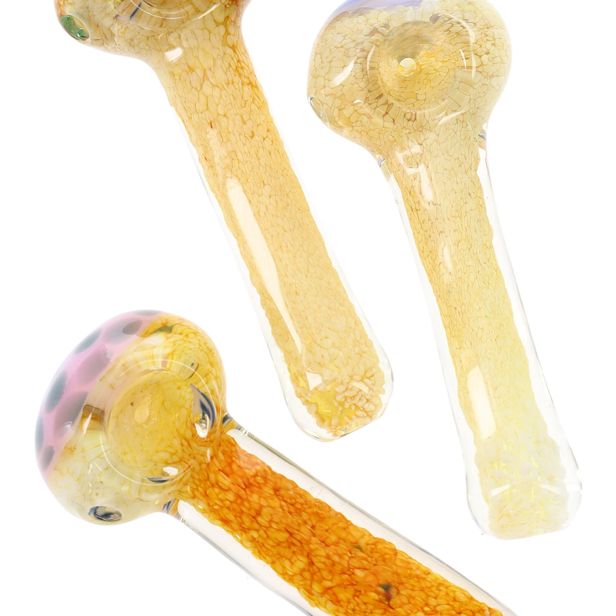 4.5" Frit Color Changing Gold Fumed Glass Pipe - P2664 – Primate Glass
