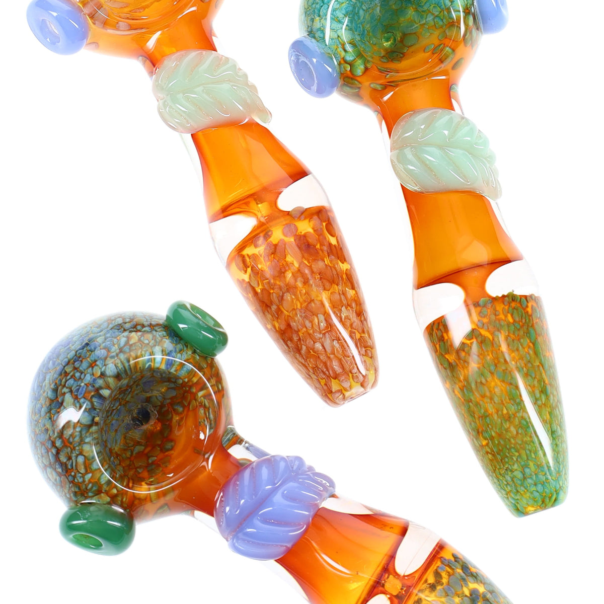 5.5" Gold Fumed Color Changing Frit Chamber Leaf Glass Pipe - P2975 ...
