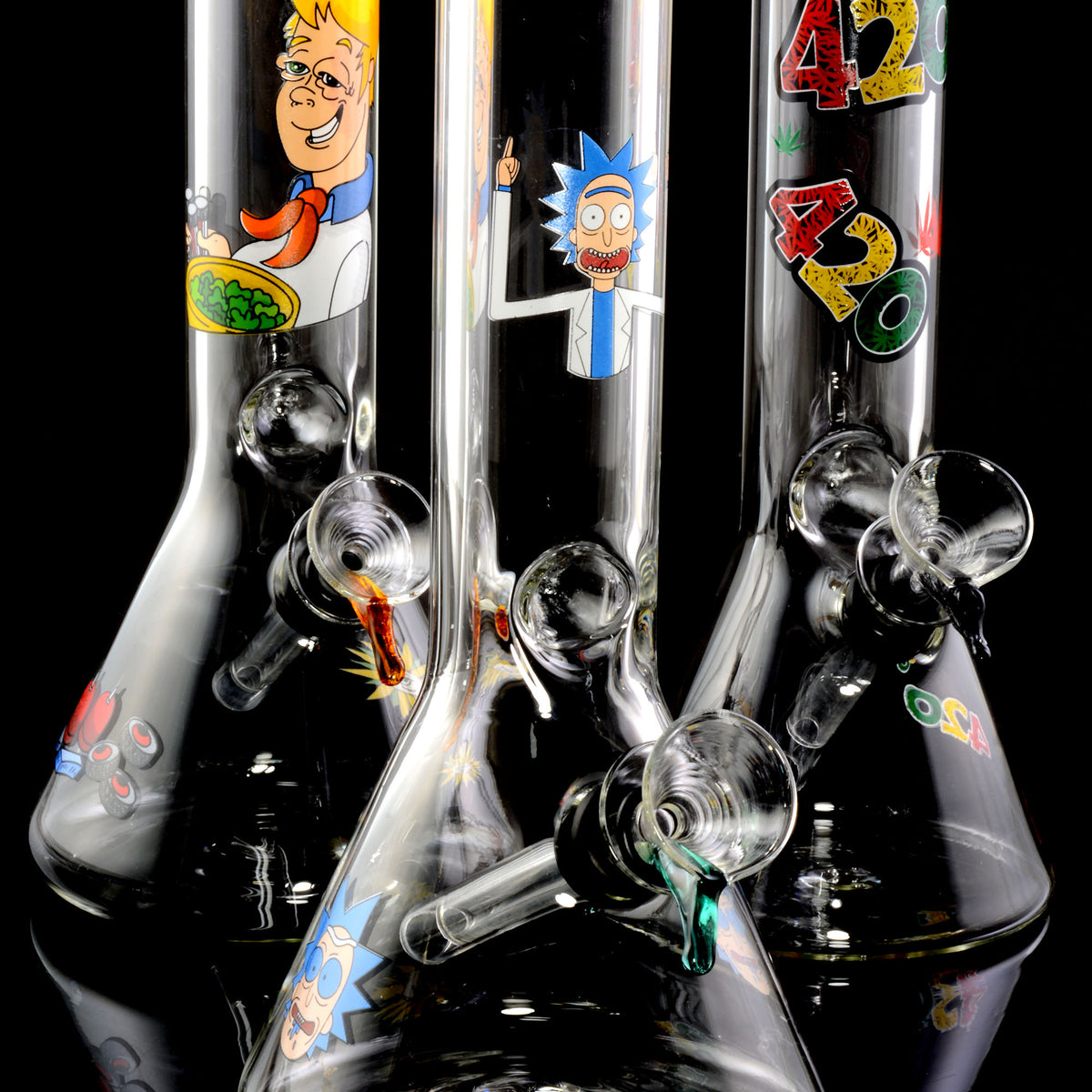 (US Made) Small Clear Glass Beaker Water Pipe with Decals - WP1990 ...